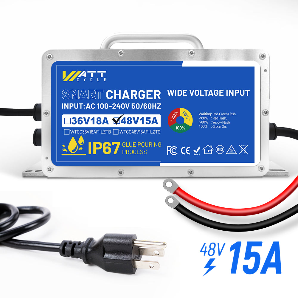 58.4V 15A Aluminum Shell LiFePO4 Battery Charger – WattCycle-US